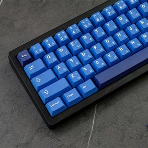 129pcs Blue Theme Keycap Set, Solid Color Keycaps, Cherry Height ...