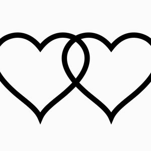 Double Heart SVG Two Hearts Linked Interlocking Outline Open Frame ...