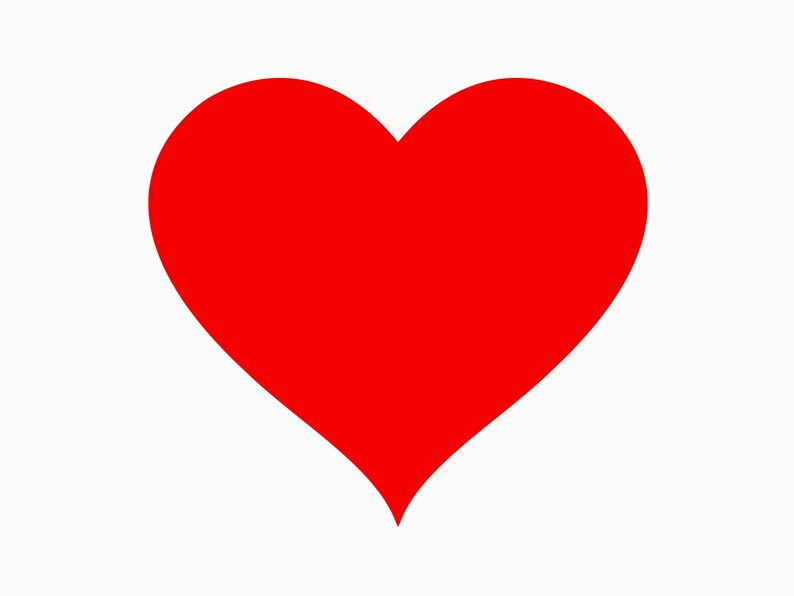 Solid Red Heart SVG | Simple Basic Plain | Tapered Silhouette | Love ...