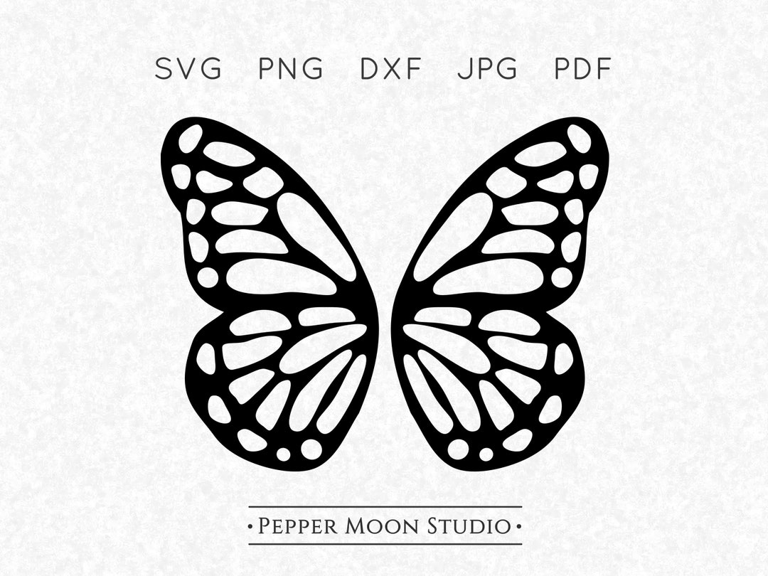 Butterfly Wing SVG | Butterfly Silhouette | Mirror Image Half Split ...
