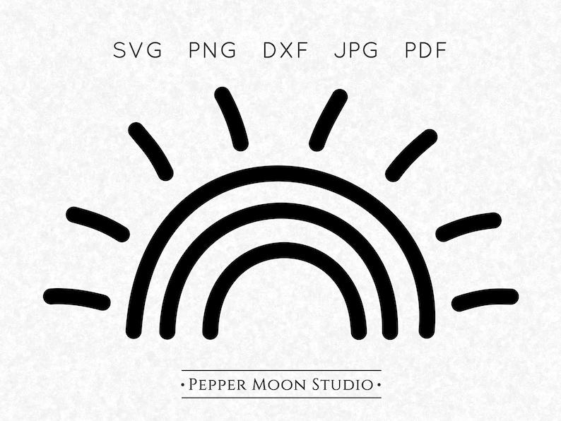 Half Sun SVG Boho Hand Drawn Sunrise Sunset Sunshine Sunburst Rays ...