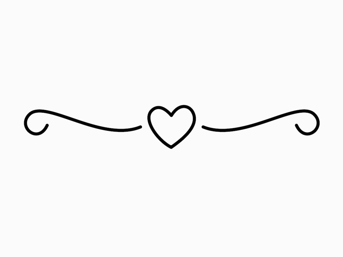 Heart Divider SVG | Decorative Accent Flourish | Swirl Squiggle Swash ...