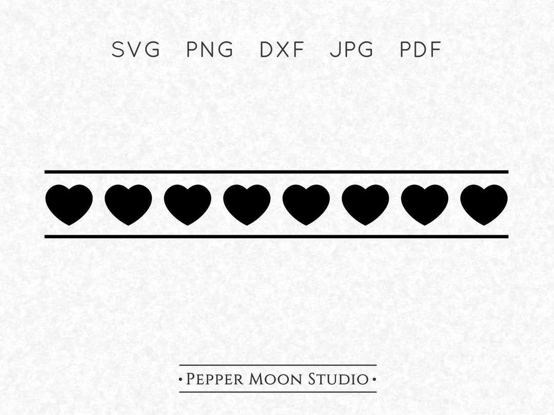 Heart Border SVG Row of Hearts Decorative Divider Frame Banner Lines ...