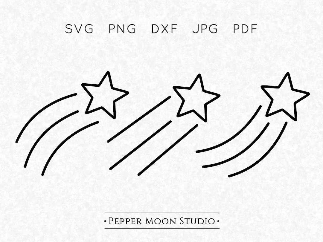 Shooting Star SVG Bundle | Five Pointed Stars With Tail Trail | Simple ...