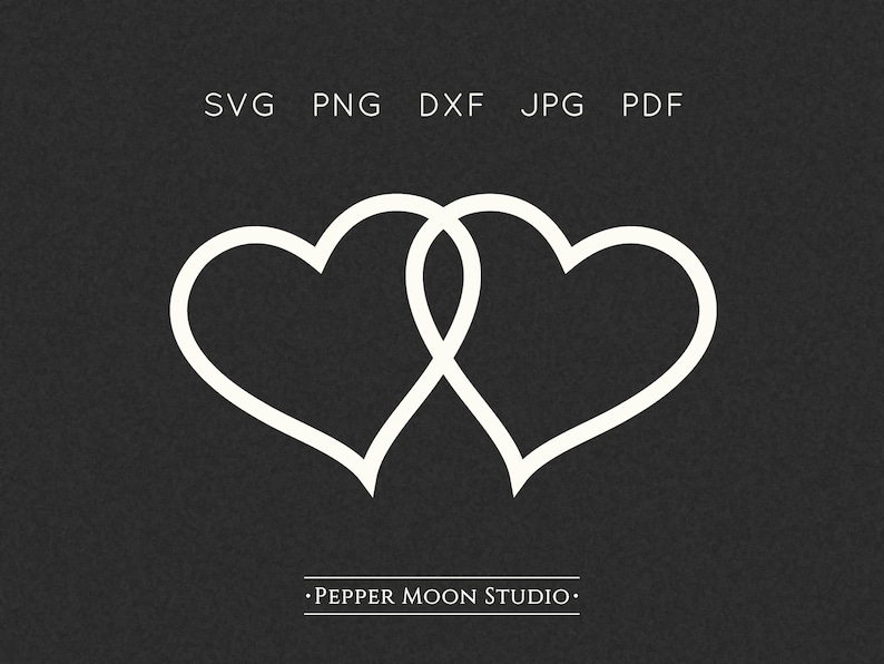 Double Heart SVG | Border Outline Frame | Joined Linked Twin Two Locked ...