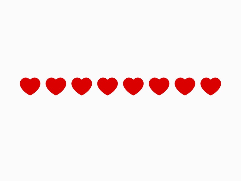 Row of Hearts SVG Heart Border SVG Small Simple Line Love Wedding ...