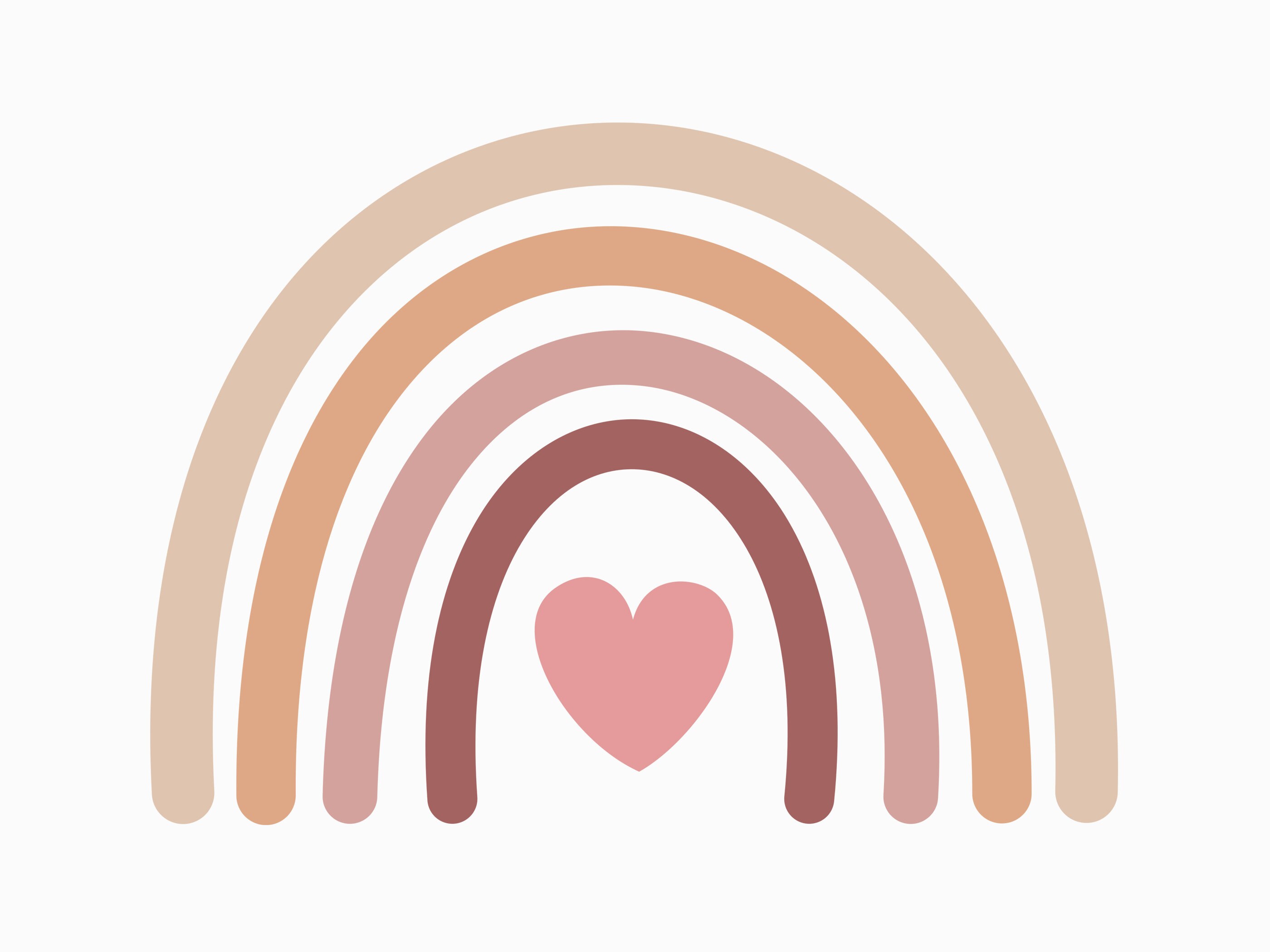 Neutral Rainbow With Heart Boho Rainbow Muted Colors Earth Tones Simple ...