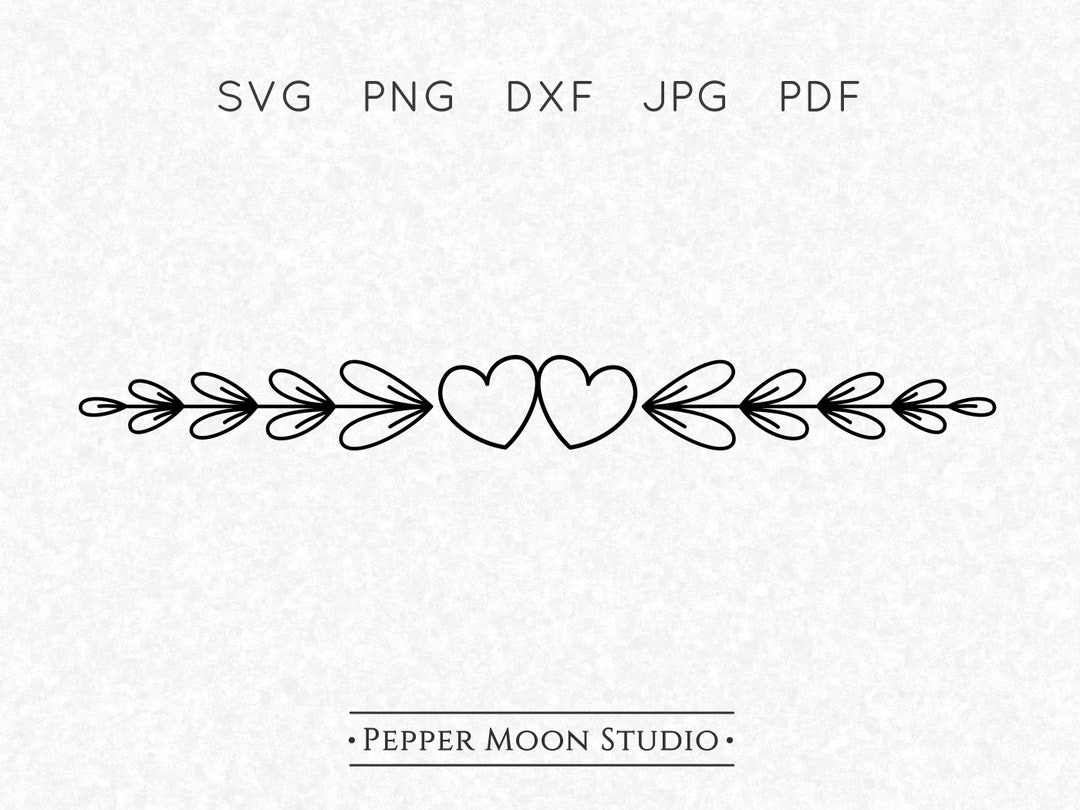 Heart Border SVG Heart Flourish Double Heart Divider Hand Drawn Doodle ...