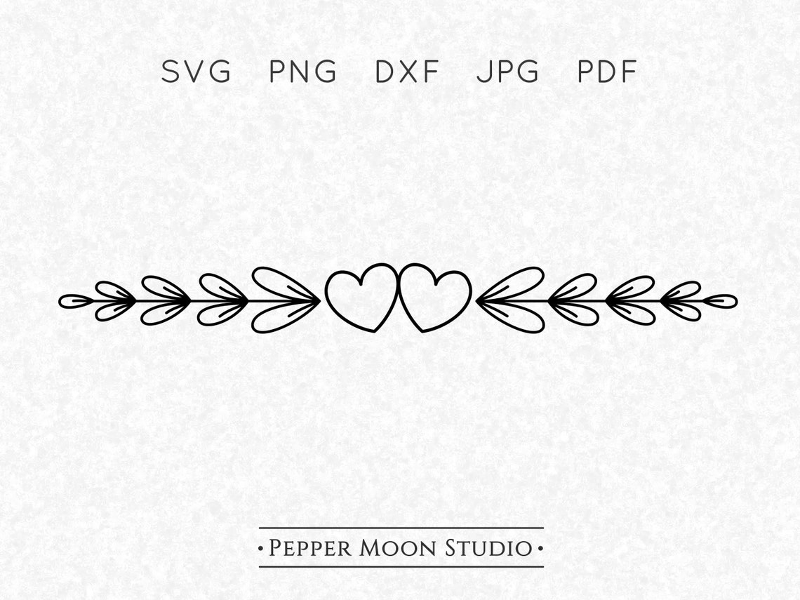 Heart Border SVG Heart Flourish Double Heart Divider Hand Drawn Doodle ...