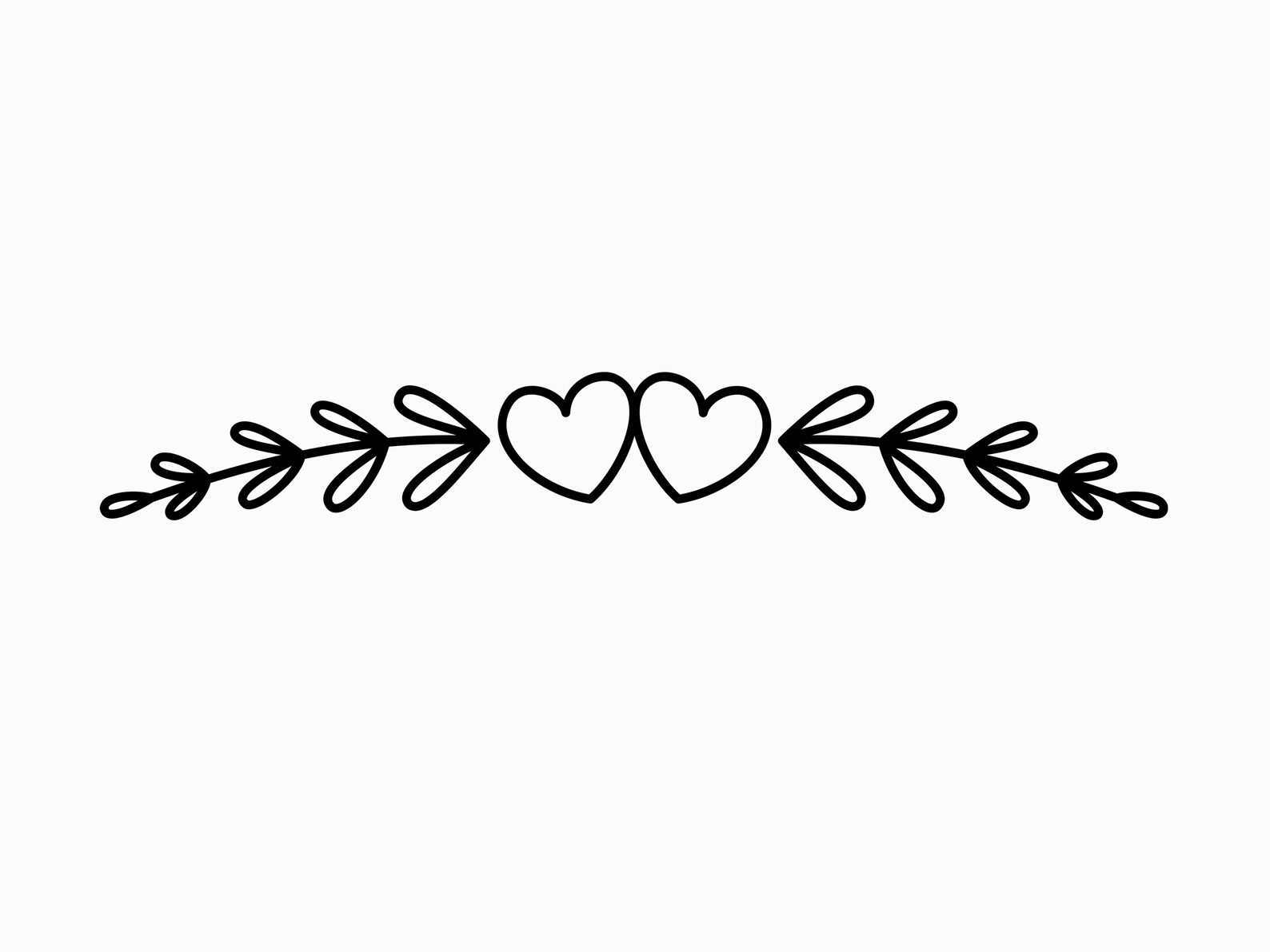 Heart Flourish SVG Double Heart Border Divider Swag Leaves Hand Drawn Doodle Sketch Svg Png Dxf ...