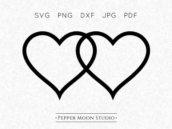 Double Heart SVG Two Hearts Linked Interlocking Open Outline - Etsy