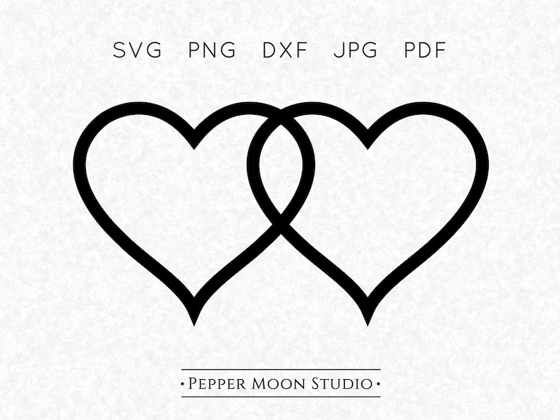 Double Heart SVG | Two Linked Interlocking Open Outline | Wedding ...