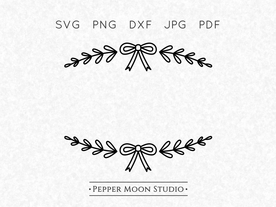 Christmas Wreath SVG With Bow Bow Wreath SVG Hand Drawn Vine Flourish ...