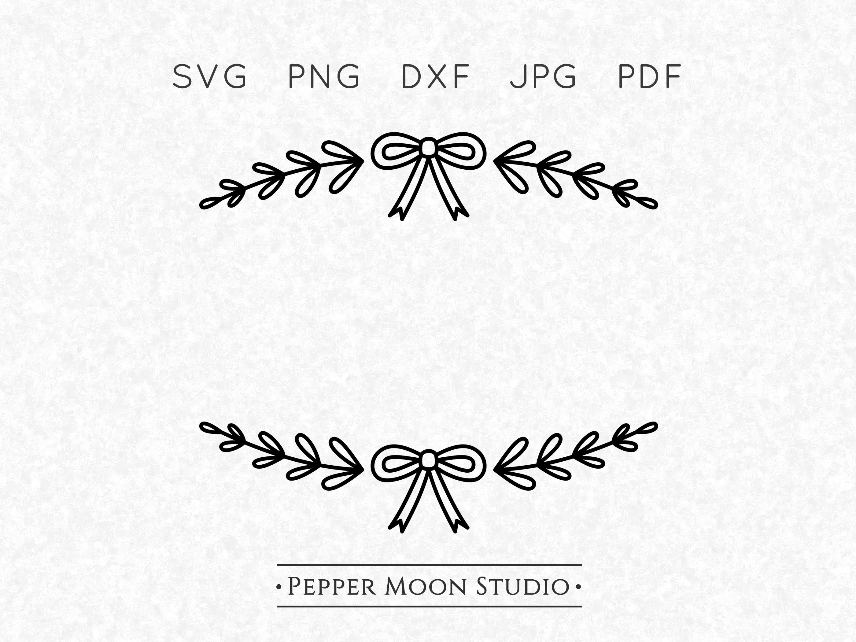 Christmas Wreath SVG With Bow Bow Wreath SVG Hand Drawn Vine Flourish ...