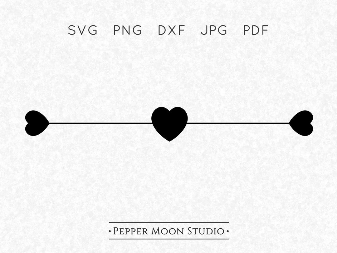 Heart Border SVG | Heart Divider Decorative | Three Hearts Row Thin ...