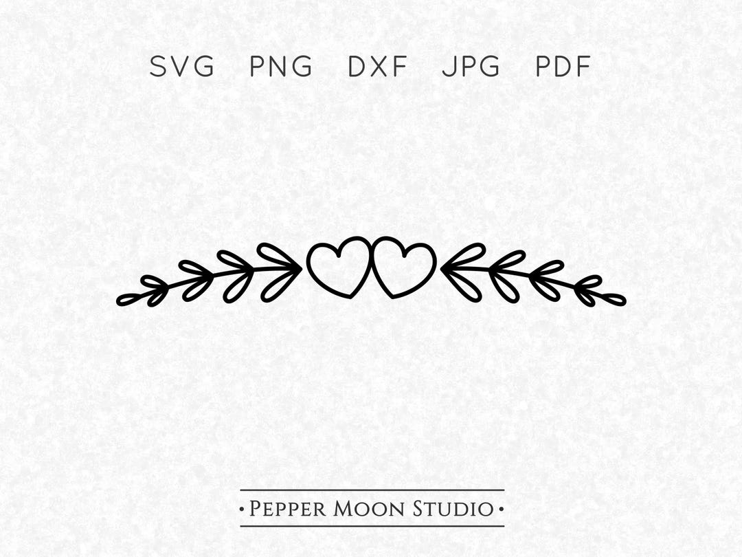 Heart Flourish SVG | Double Heart Swag | Leaf Border Divider | Hand ...