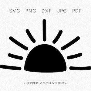 Sunburst SVG Half Sun SVG Hand Drawn Boho Sunset Sunrise Rising Setting ...