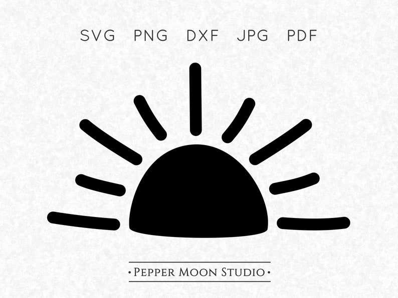 Half Sun SVG Sunburst SVG Hand Drawn Boho Sunset Sunrise Rising Setting ...