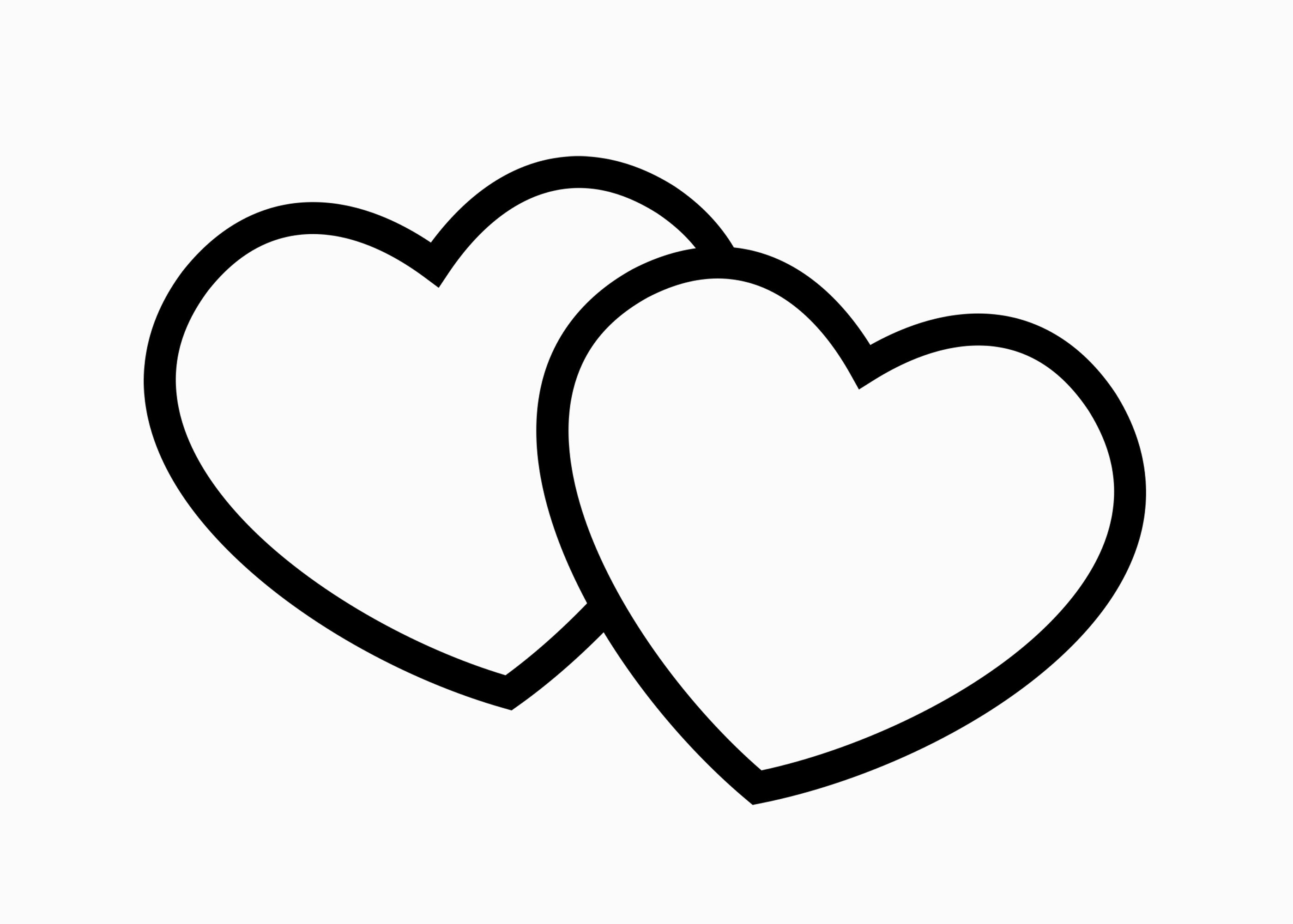 Double Heart SVG | Two Joined Offset | Twin Locked Overlapping | Border ...