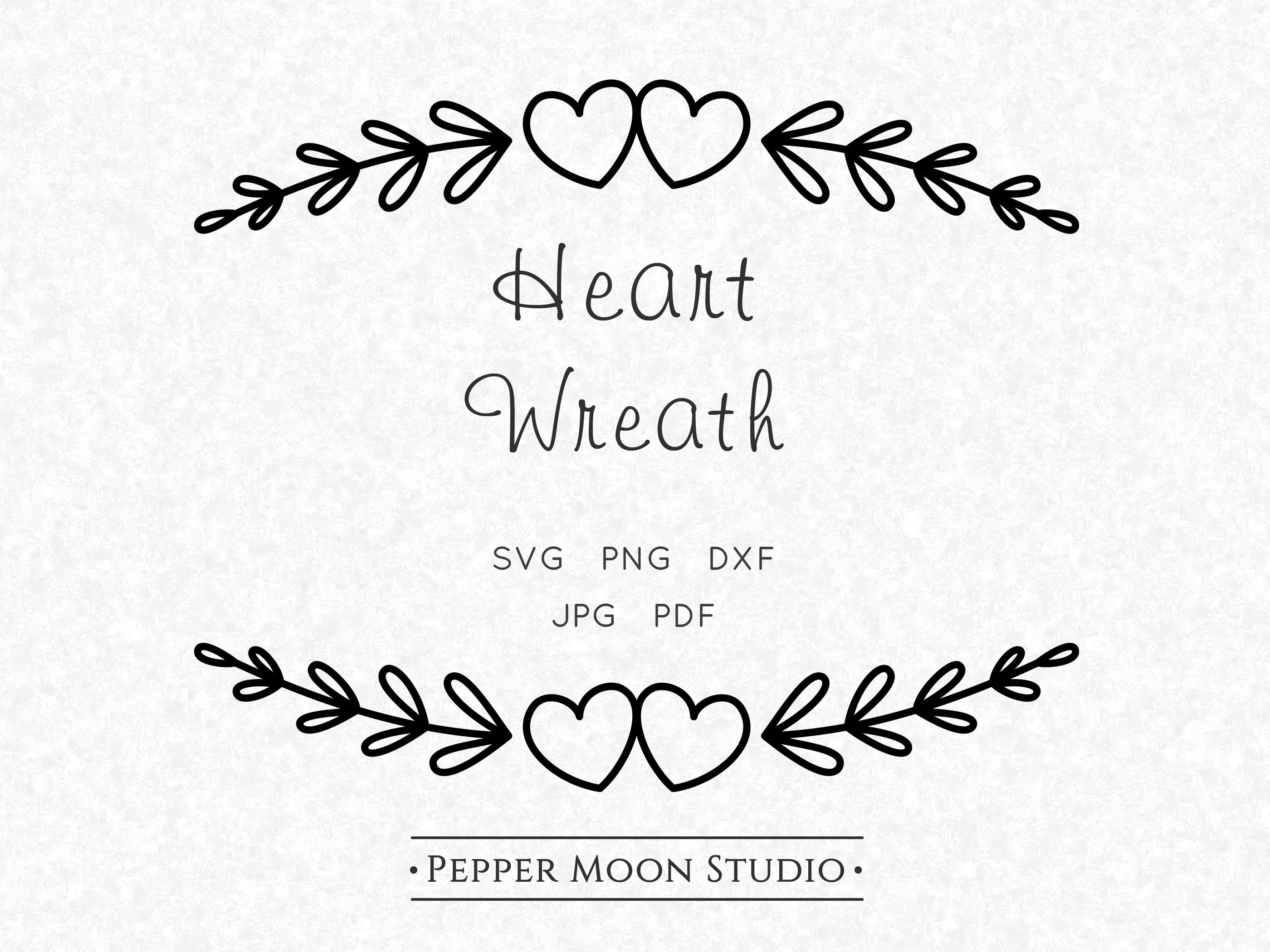 Heart Border SVG Wreath Double Heart Hand Drawn Sketch Decorative ...