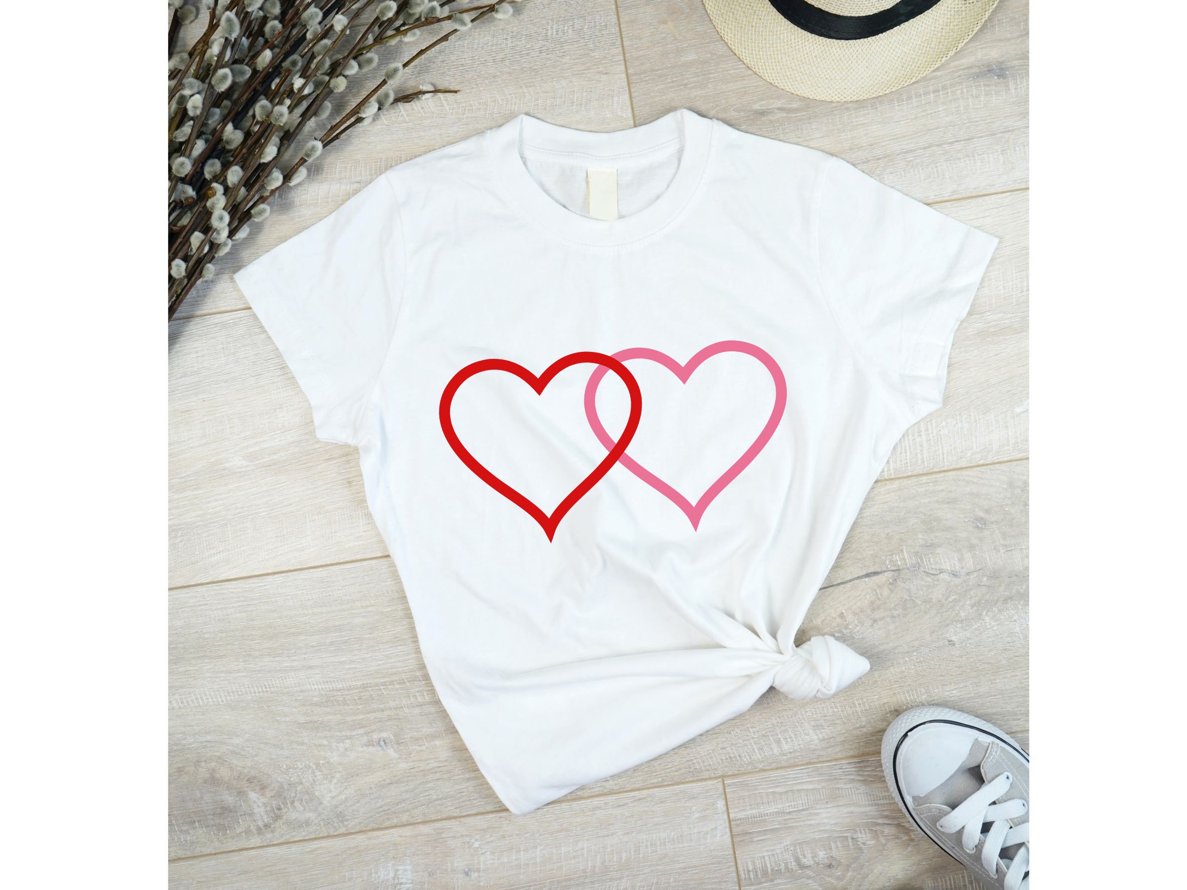 Double Heart SVG Two Hearts Linked Interlocking Outline Open Frame ...