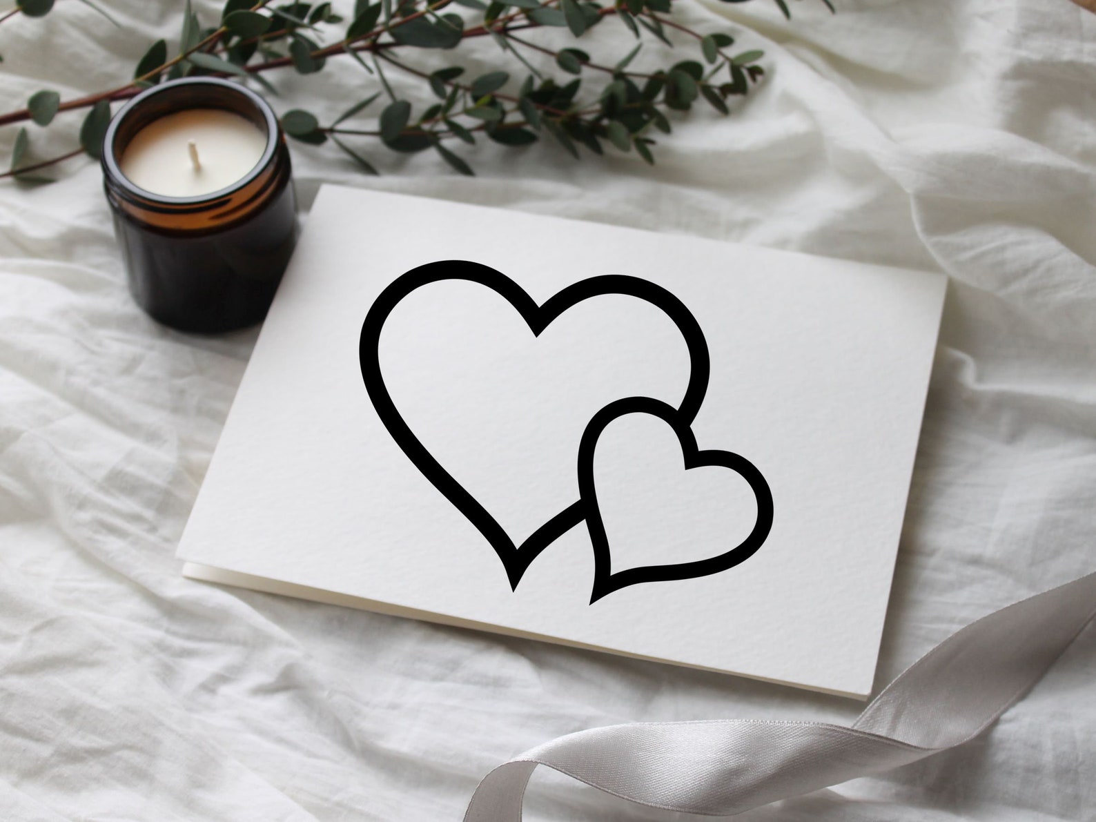 Double Heart SVG | Two Hearts Overlapping | Offset Joined Outline | Mom ...