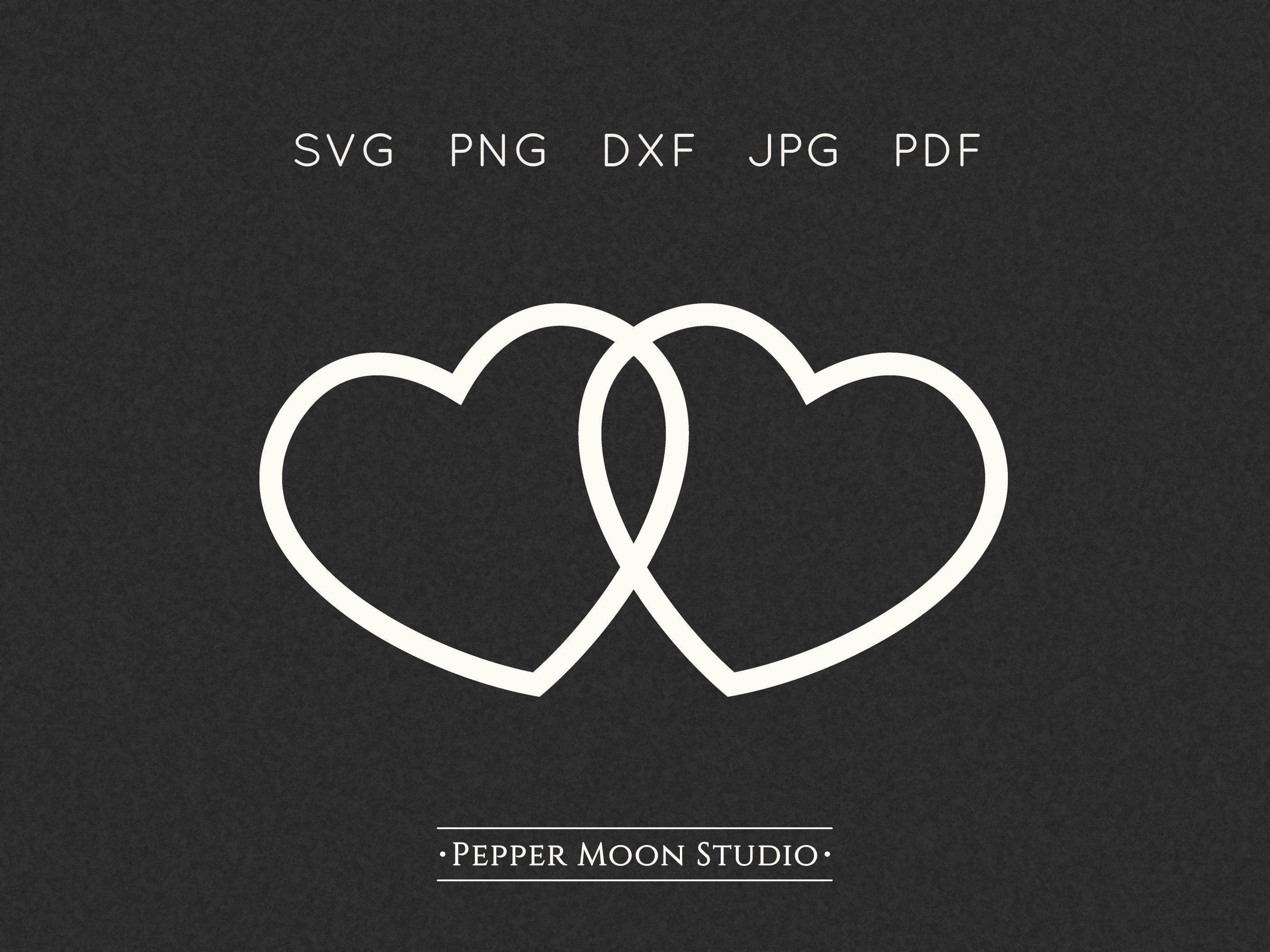 Double Heart SVG Two Hearts SVG 2 Linked Outline Love - Etsy