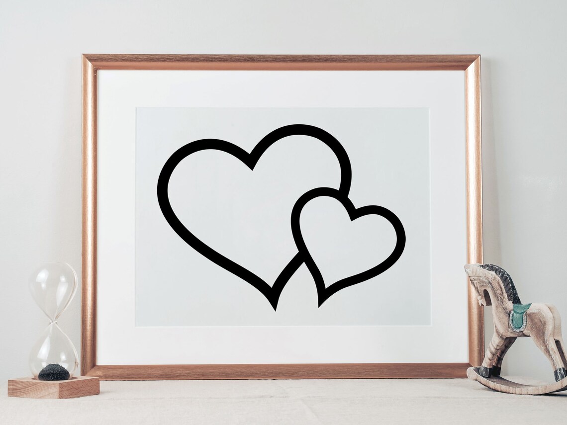 Double Heart SVG | Two Hearts Overlapping | Offset Joined Outline | Mom ...