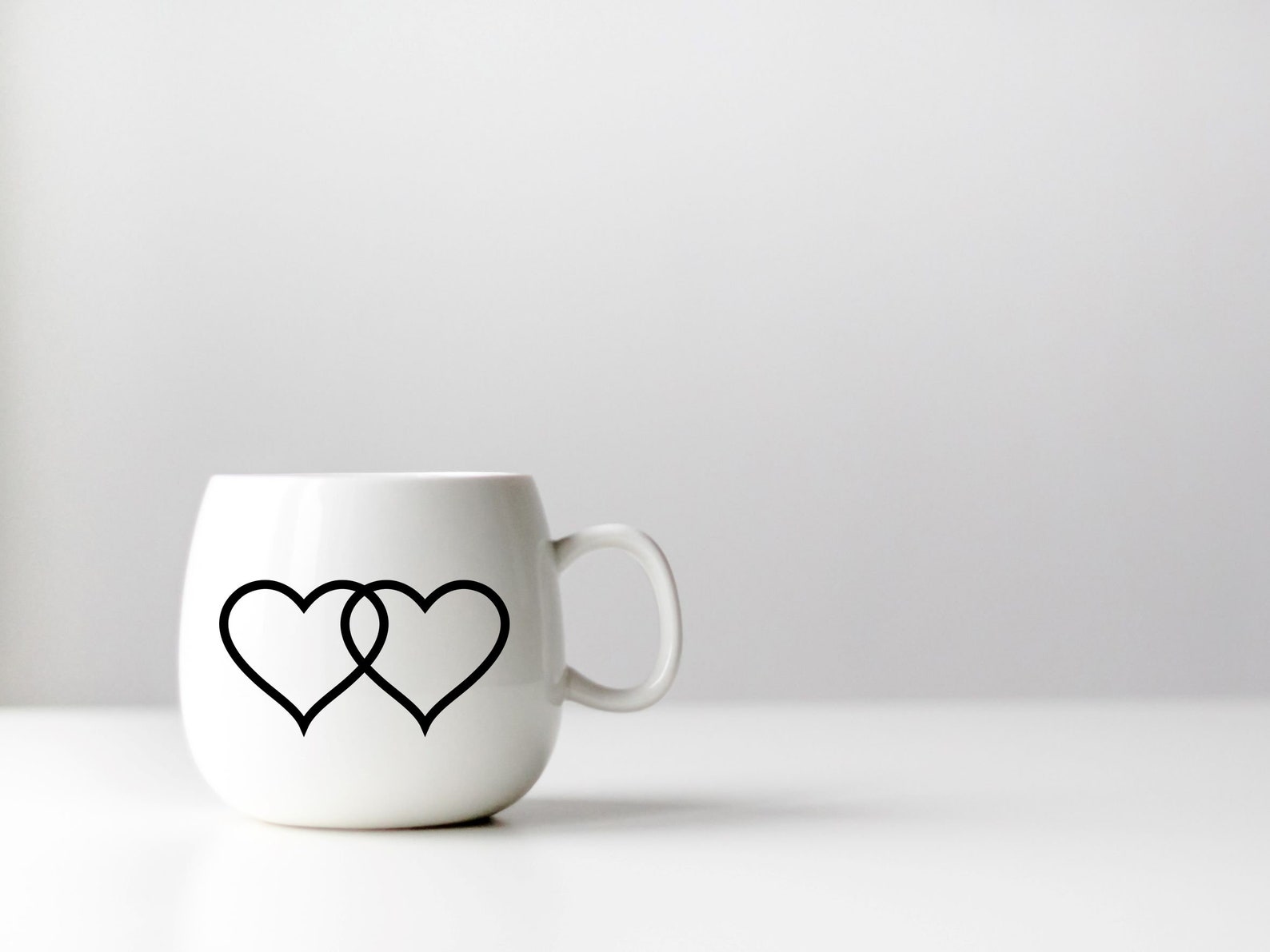 Double Heart SVG Two Hearts Linked Interlocking Outline Open Frame ...