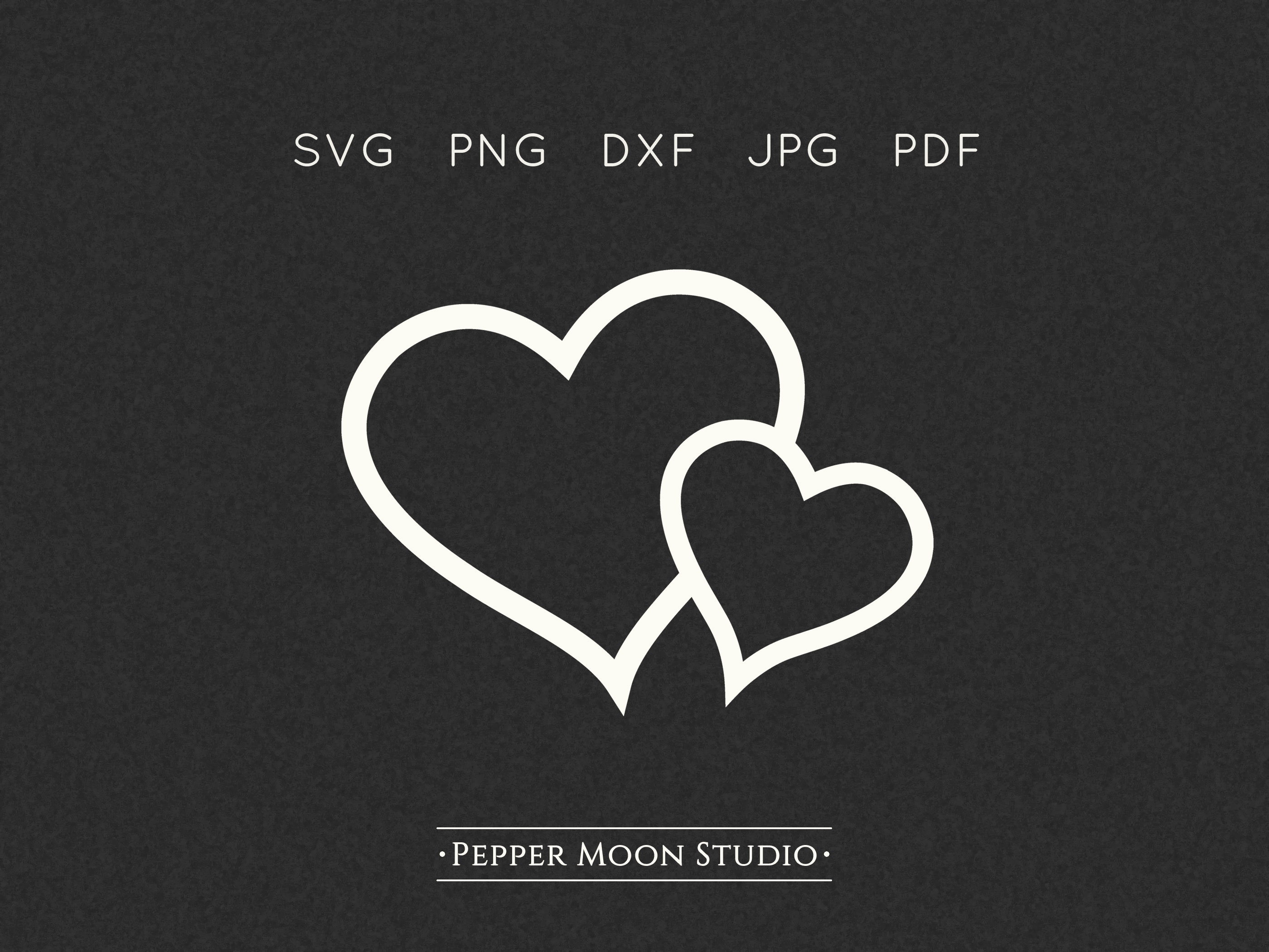 Double Heart SVG | Two Hearts Overlapping | Offset Joined Outline | Mom ...