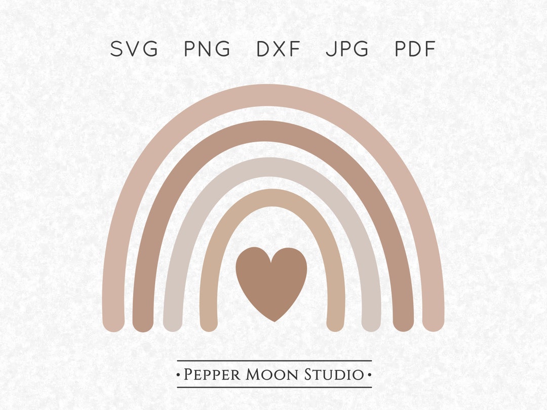 Neutral Heart Rainbow SVG | Boho Muted Colors | Taupe Earth Tones ...