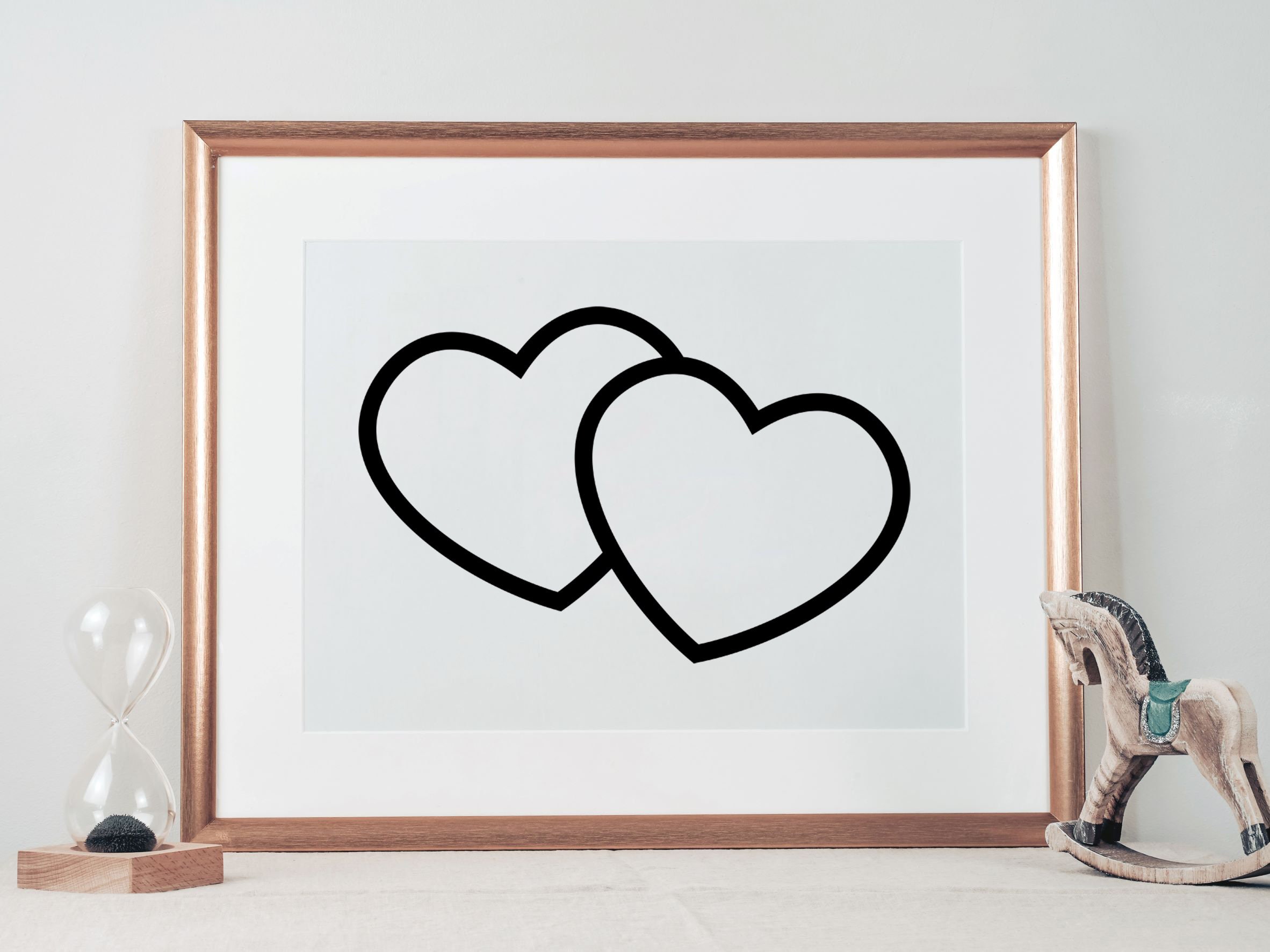 Double Heart SVG | Two Joined Offset | Twin Locked Overlapping | Border ...