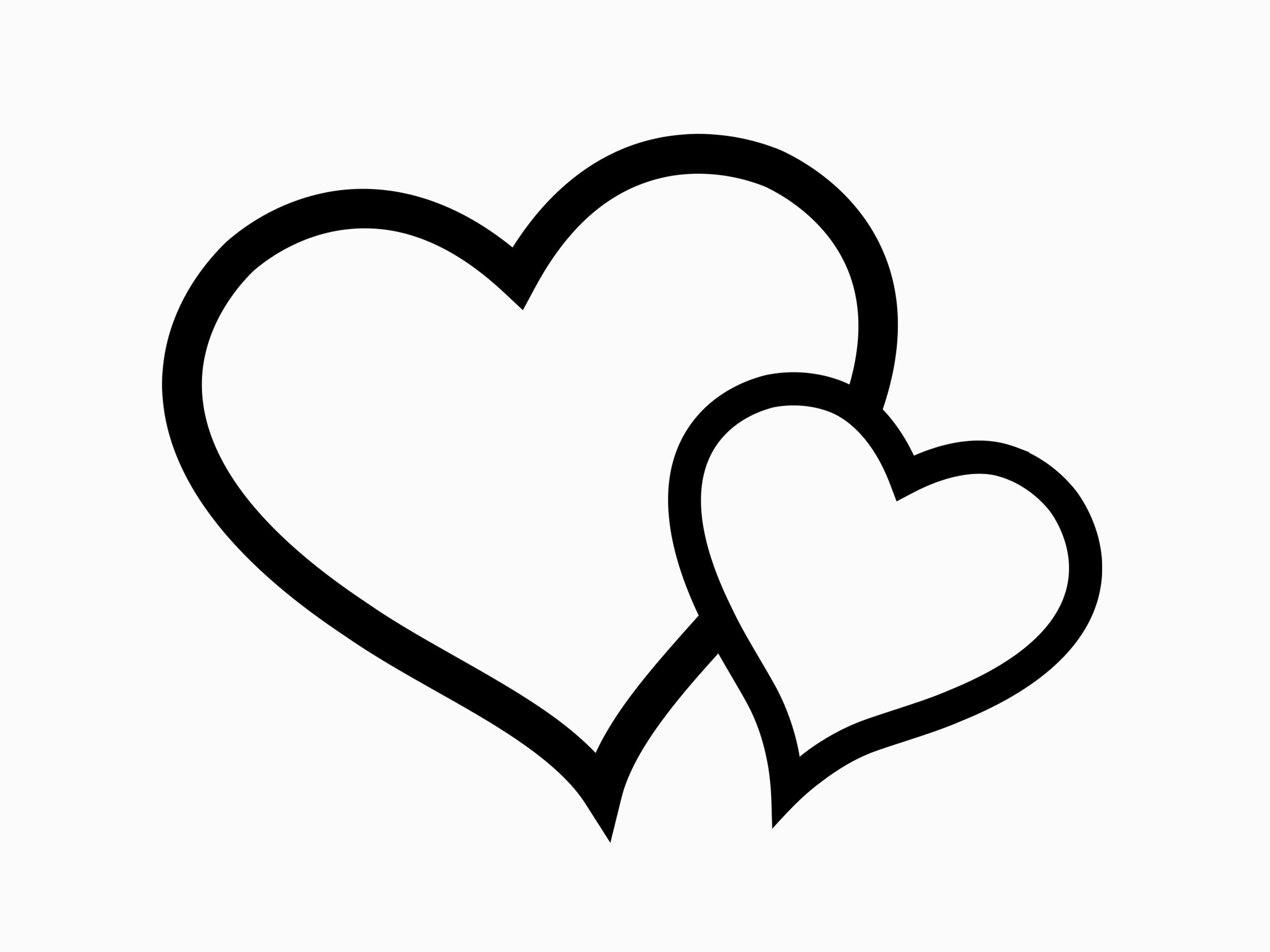 Double Heart SVG Two Hearts Side by Side Overlapping Offset Joined ...