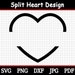 Open Heart SVG | Split Half Heart for Name Monogram | Heart Frame ...