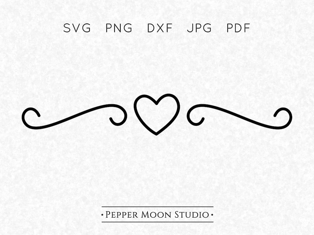 Heart Divider SVG | Decorative Text Accent | Flourish Swirl Squiggle ...
