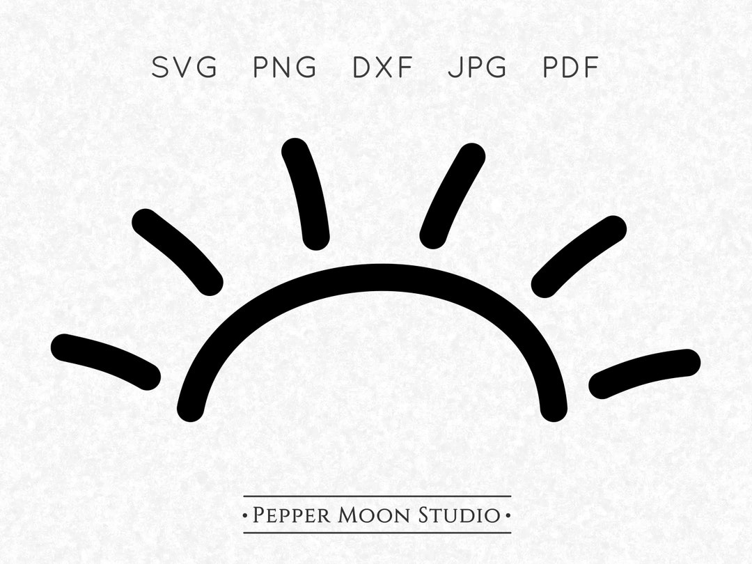 Half Sun SVG Boho Sunburst Sunrise Sunset Sunshine Hand Drawn Simple ...