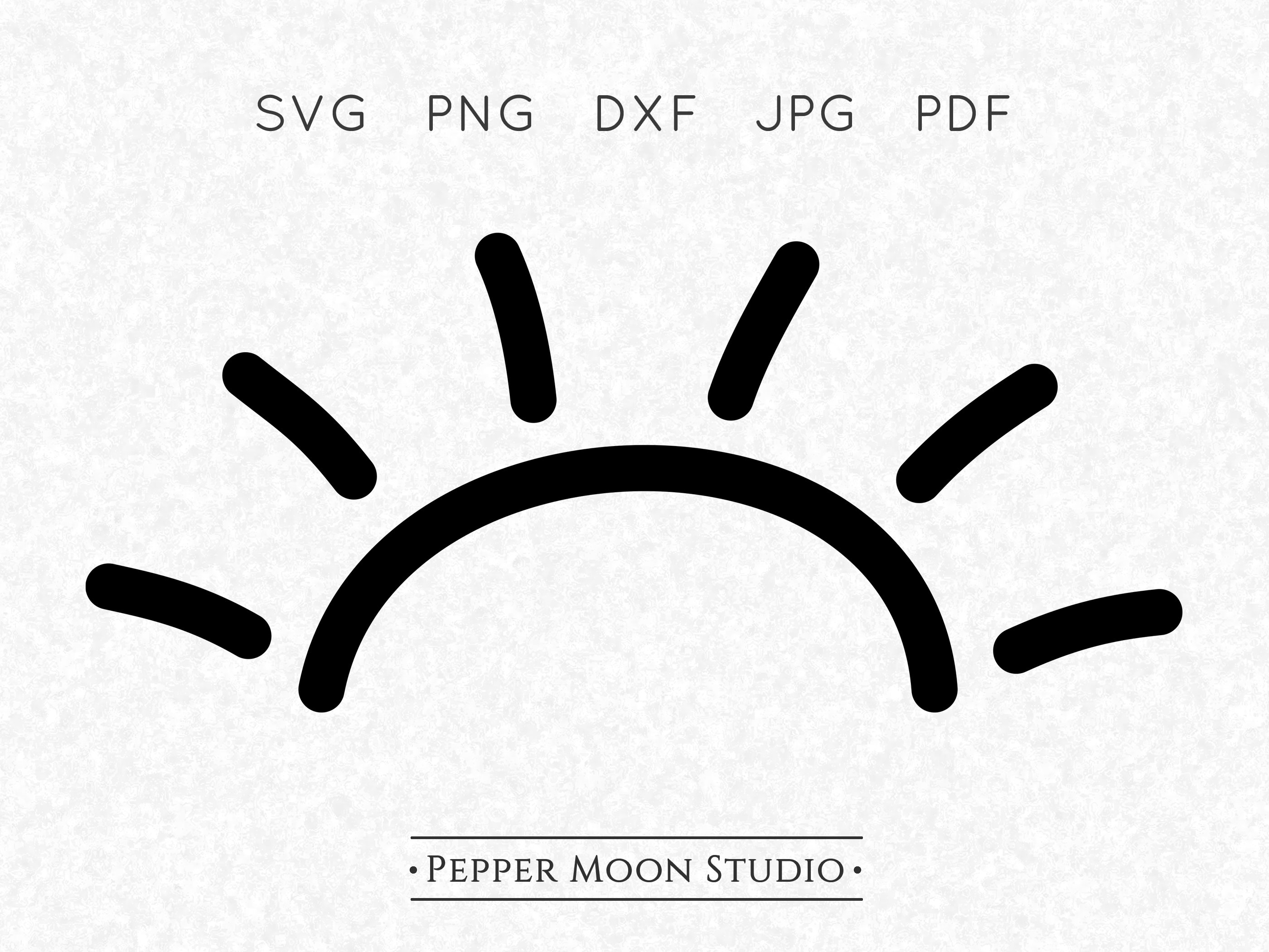 Half Sun SVG | Hand Drawn Boho | Sunburst Sunrise Sunset Sunshine Rays ...