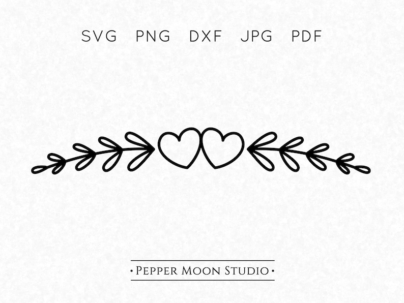 Heart Flourish Svg Double Heart Border Divider Swag Leaves Hand Drawn