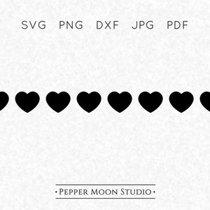 Row of Hearts SVG | Small Simple Line Border | Wedding Invitation | Svg ...