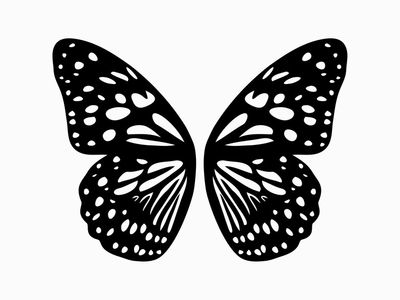 Butterfly Wings SVG | Mirror Image Silhouette Split Half | Svg Png Dxf ...
