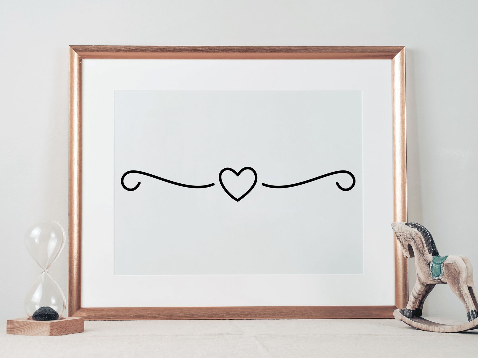 Heart Divider SVG | Decorative Accent Flourish | Swirl Squiggle Swash ...