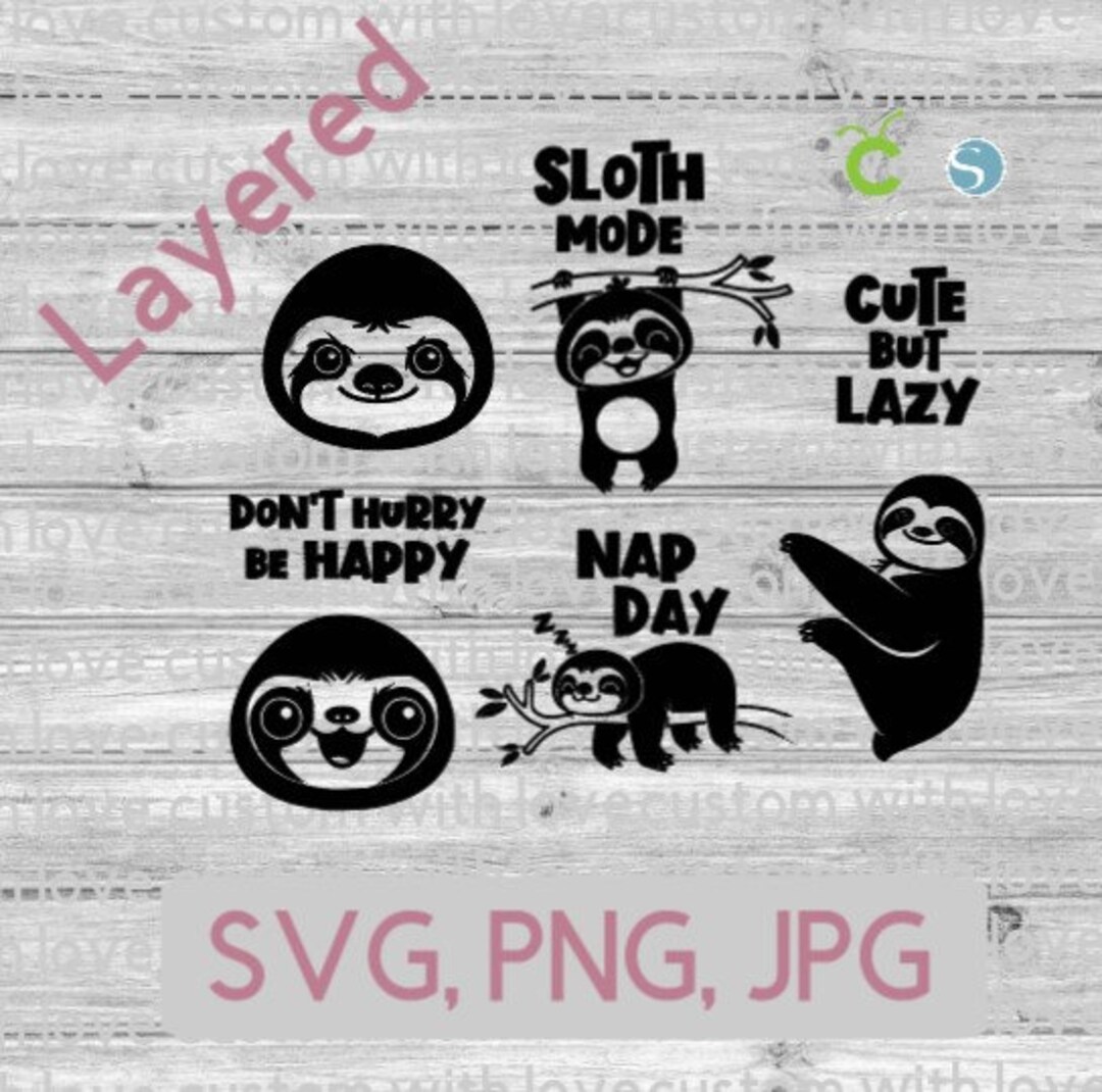 Sloth Bundle, Sloth Svg, Lazy Png, Cute and Lazy Svg, Animal Svg ...
