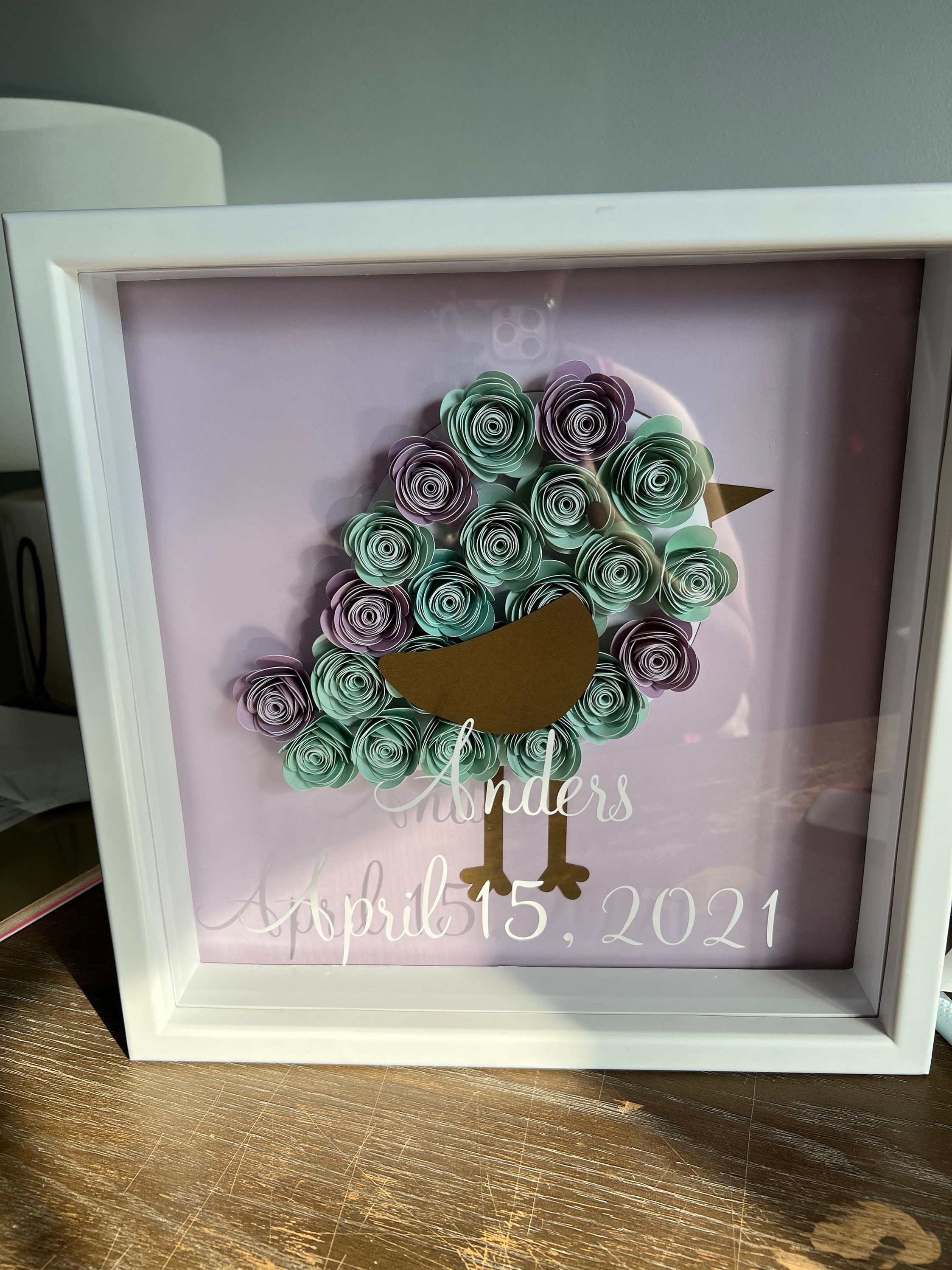 Bird Flower Box, Shadow Box, Custom Bird Box, Paper Flowers, Rolled ...