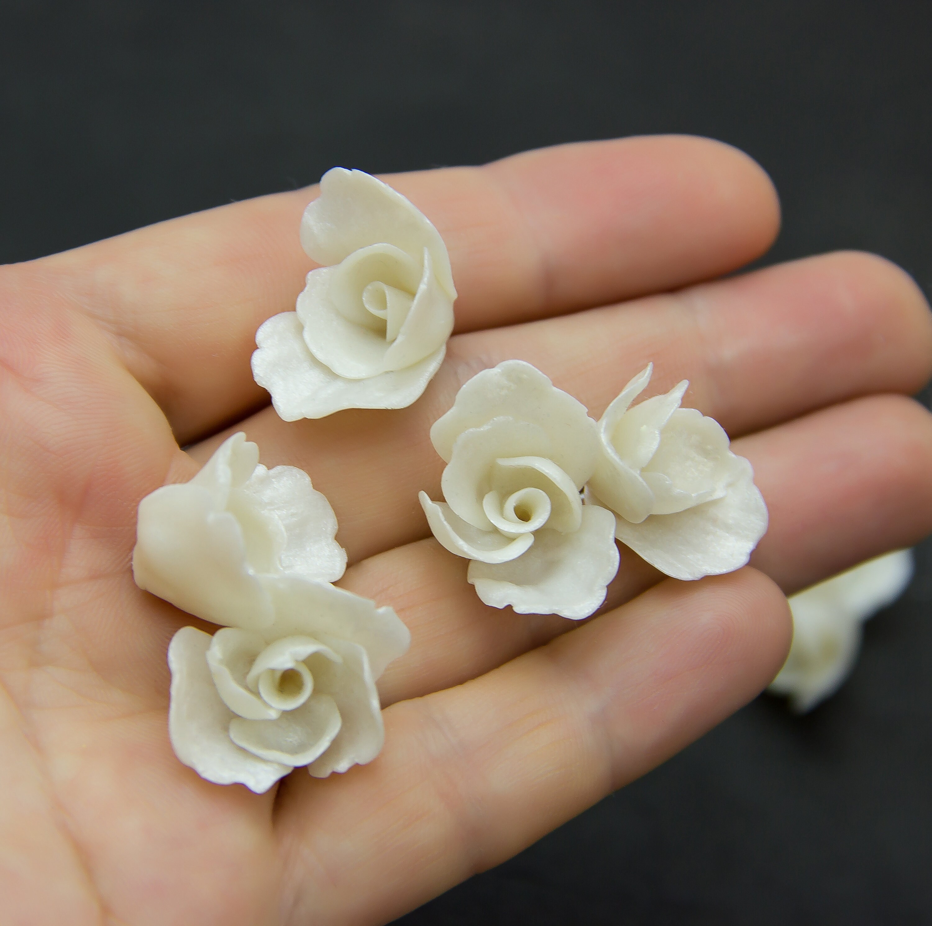 Handmade Pearl Rose Buds: Polymer Clay Flower Beads (10-20mm) - Etsy