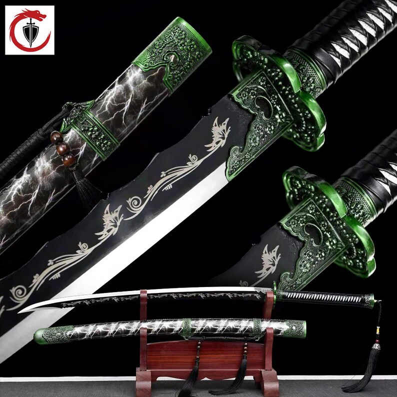 Japanese Handmade, Practical, 1060 Carbon Steel, Tempered, Full Tang ...