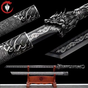 1060 High Manganese Cold Steel Hot Tempered Full Hand Hand Forged Japanese Authentic Sword, Full ...