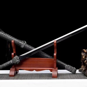 1060 High Carbon Cold Steel Hot Tempered Full Hand Hand Forged Japanese Authentic Sword, Full ...