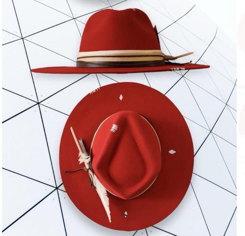Red Outback Hat - Fedora - Indigenous Hat Customizable | High Quality ...