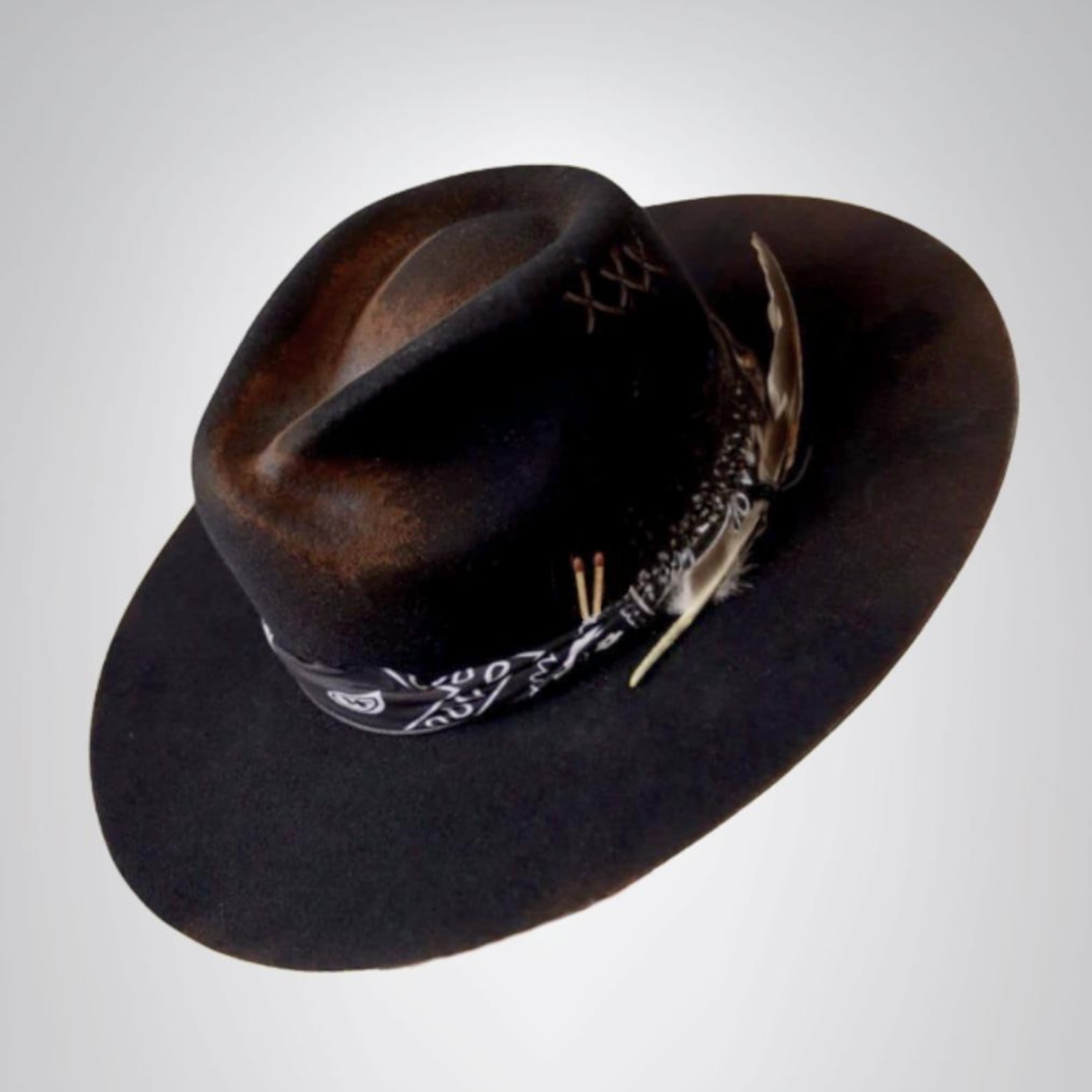 Black Fedora Outback Hat - Indigenous Hat - High Quality Hat Made of ...