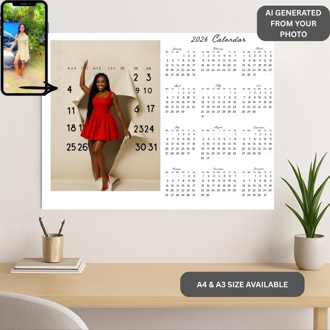 Personalized Photo Pop Out Wall Calendar: AI Generated Design (digital ...